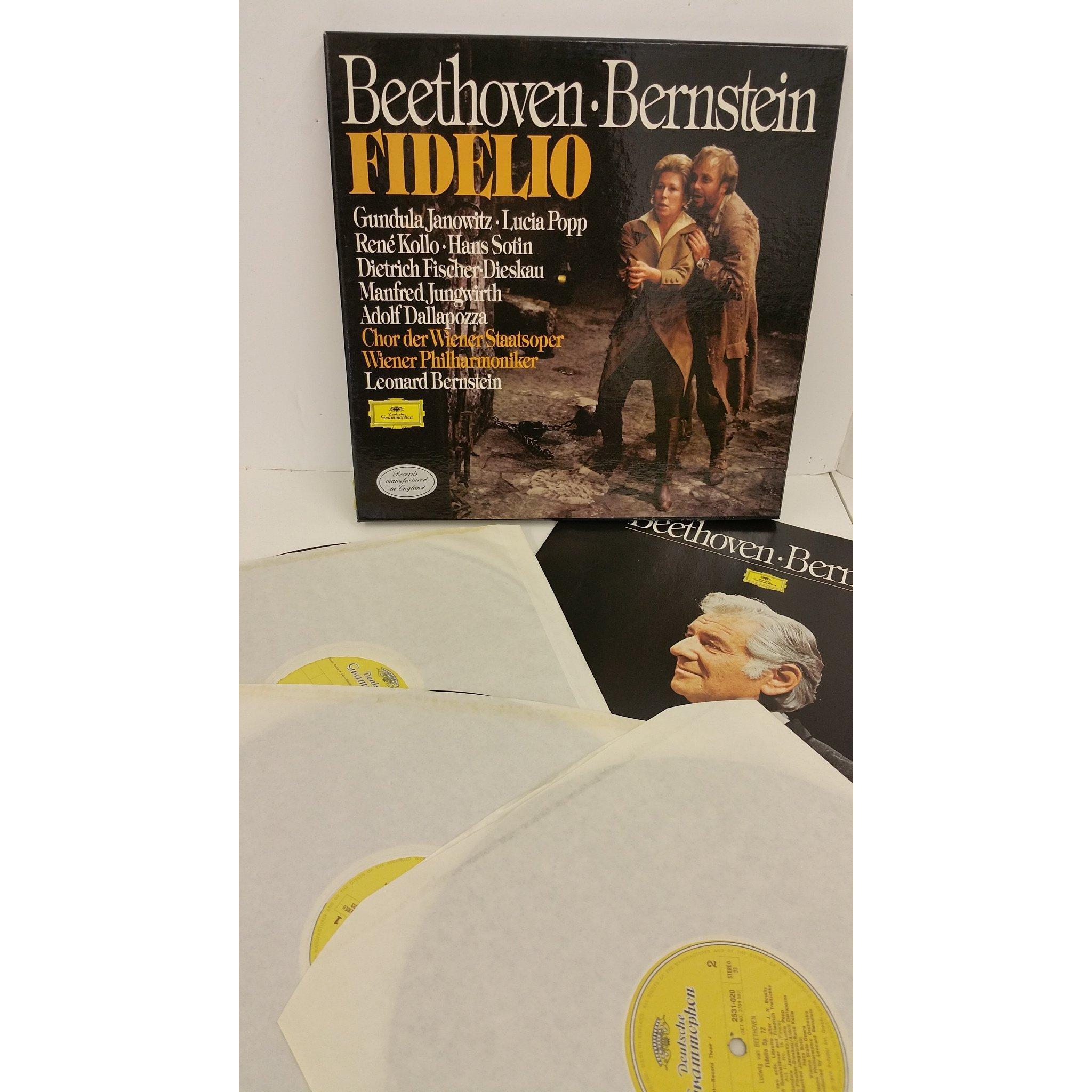 LUDWIG VAN BEETHOVEN, LEONARD BERNSTEIN, fidelio, 3 x lp boxset, libretto, 2709 082